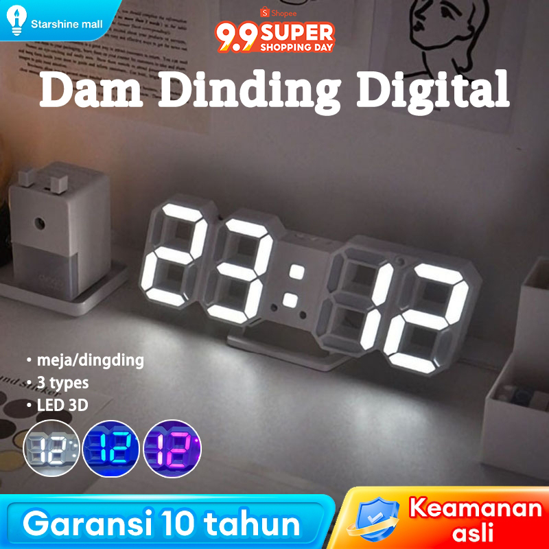 Jual 【COD】Jam Dinding Digital LED Jam Meja LED 3D Bentuk Angka Modern ...
