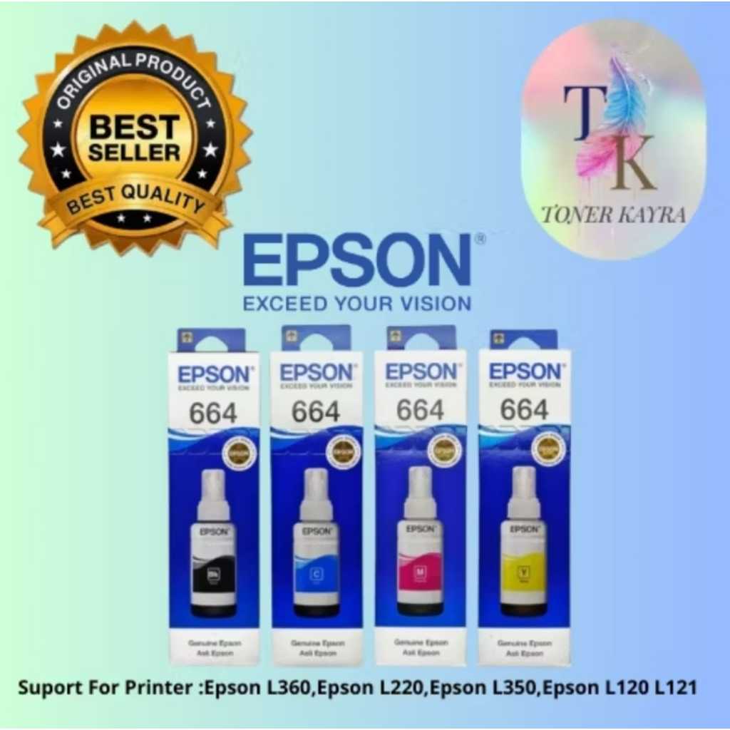 Jual TINTA EPSON 664 ORIGINAL FOR PRINTER L100 / L110 / L120 / L200 / L210 / L220 / L300 / L310 ...
