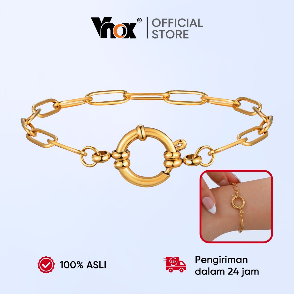 Jual Vnox Gelang Rantai Paper Clip dengan Buckle Lapis Emas 18K untuk ...