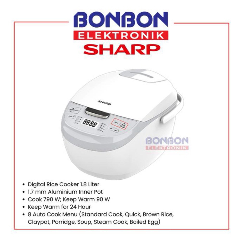 Jual Sharp Rice Cooker Digital 1.8 Liter KS DS18WH 8 in 1 Aluminium ...