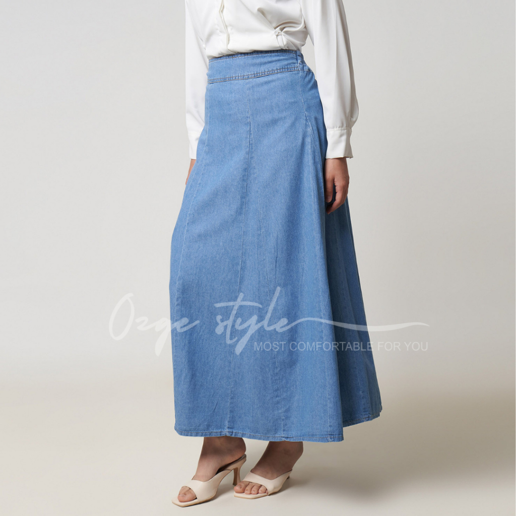 Jual OZGE ROK JEANS PANJANG WANITA PREMIUM TERBARU MODEL PECAH POLA ALL ...
