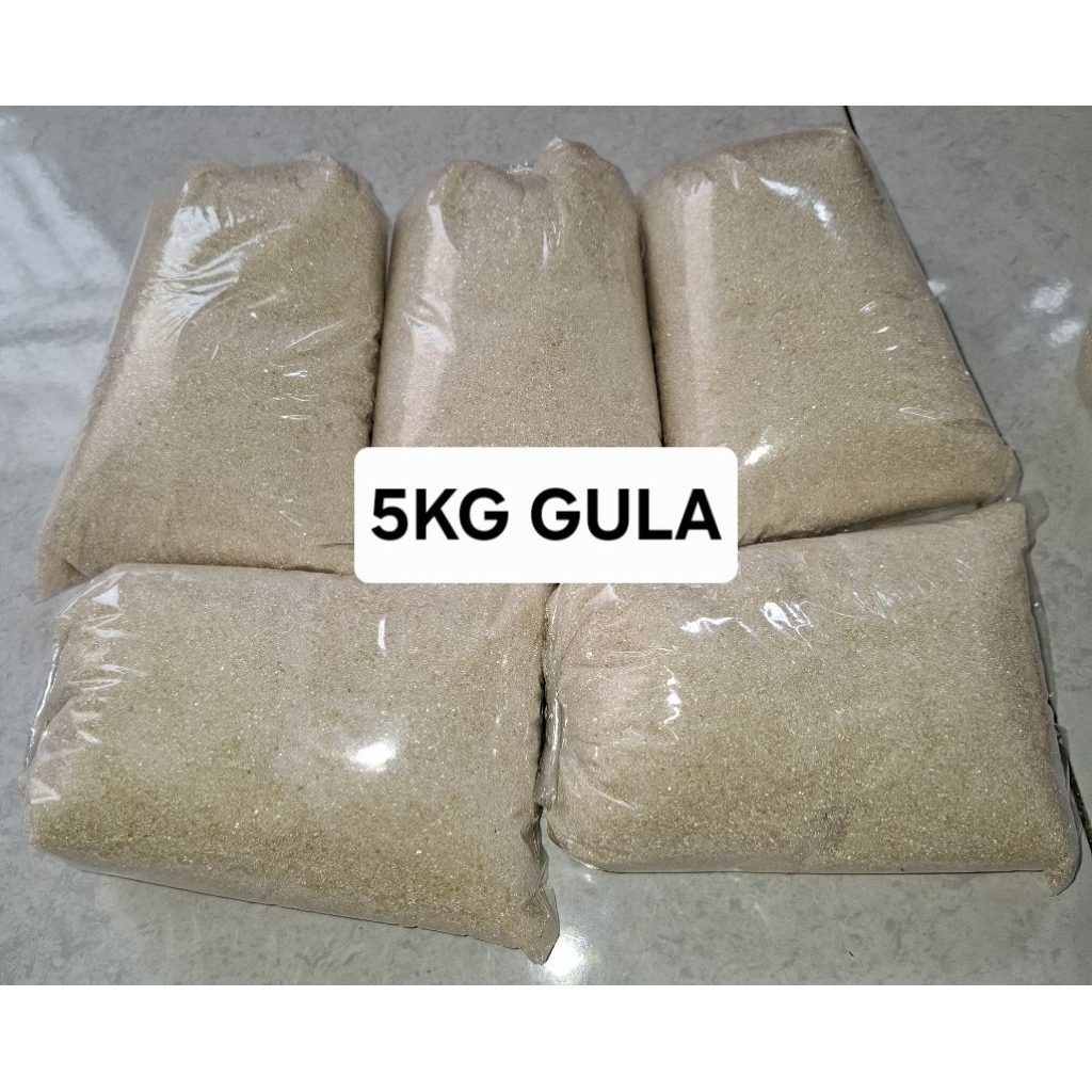 Jual 5KG GULA CURAH TIMBANGAN PAS 1KG MERK RAJAGULA | Shopee Indonesia