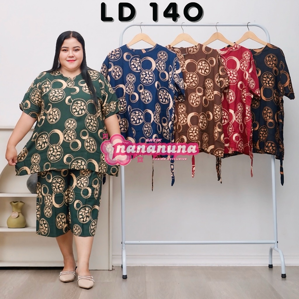 Jual Setelan Kulot Jumbo Batik LD 140CM - Motif Abstrak - Leher ...