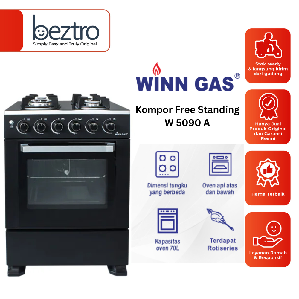 Jual Winn Gas Kompor Gas Free Standing W-5090 - Stove 4 Tungku + Oven ...