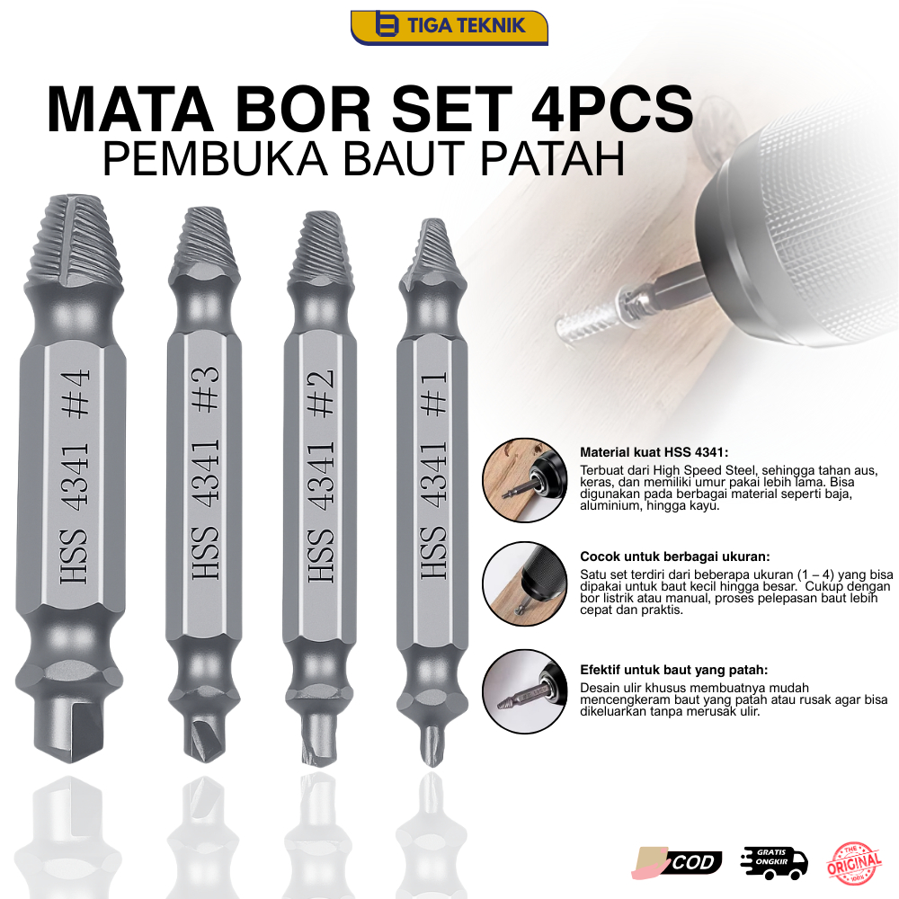 Jual Speedout Mata Bor Screw Extractor Broken Striped Screw Remover ...