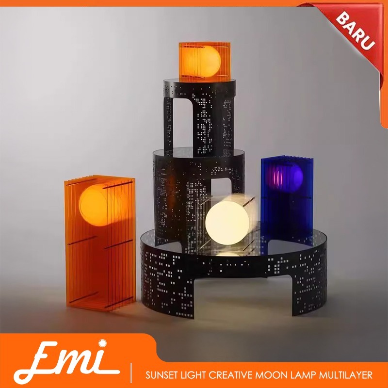 Jual Sunset Light Creative Moon Lamp Multilayer Laminated Acrylic ...