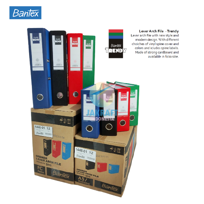 Jual (12 Pcs) GROSIR Map Ordner BANTEX Trendy 1446 FC Folio F4 / 1448 ...