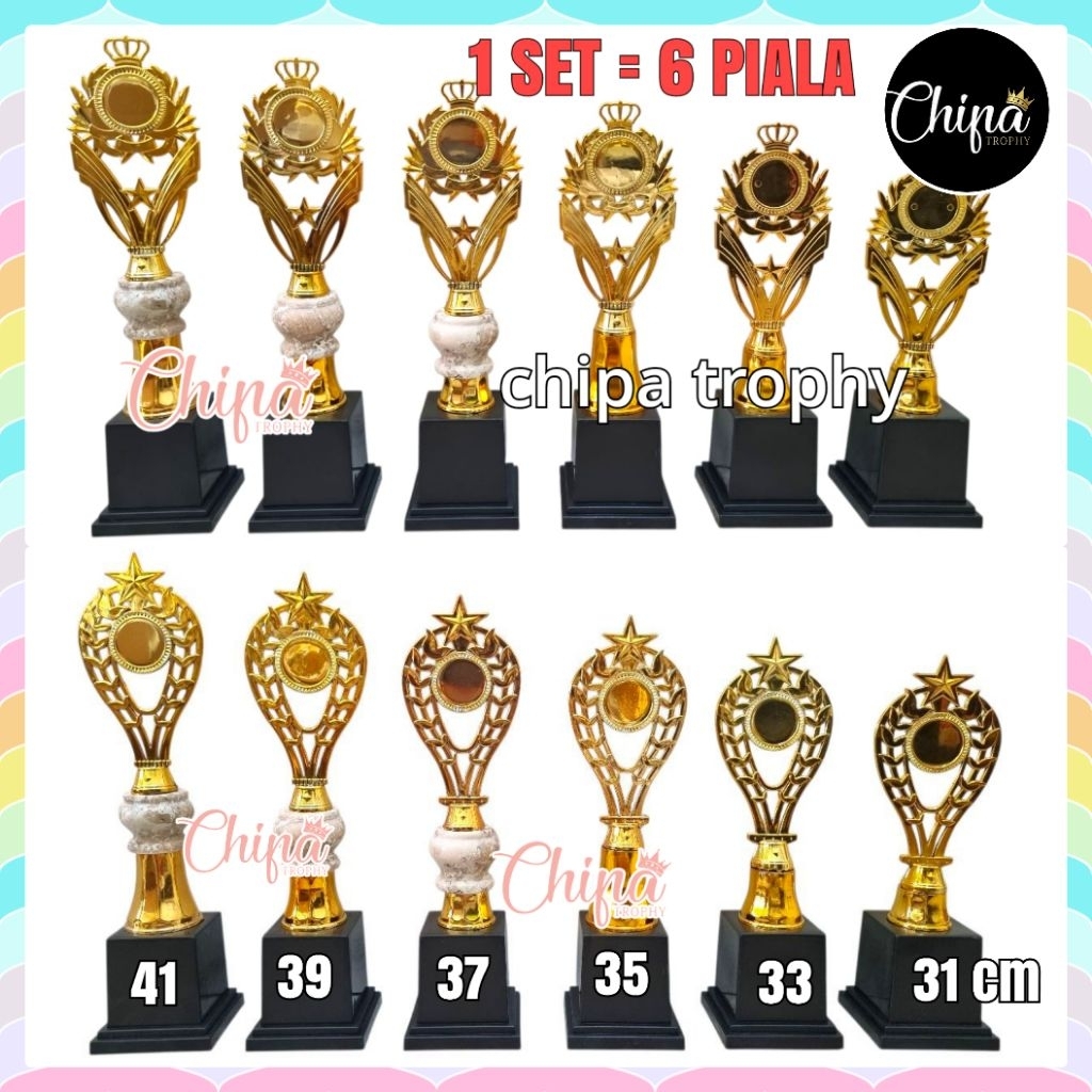 Jual PIALA SET 1-6 GOLD / TROPHY JUARA 123 HARAPAN 123 / SOUVENIR ...