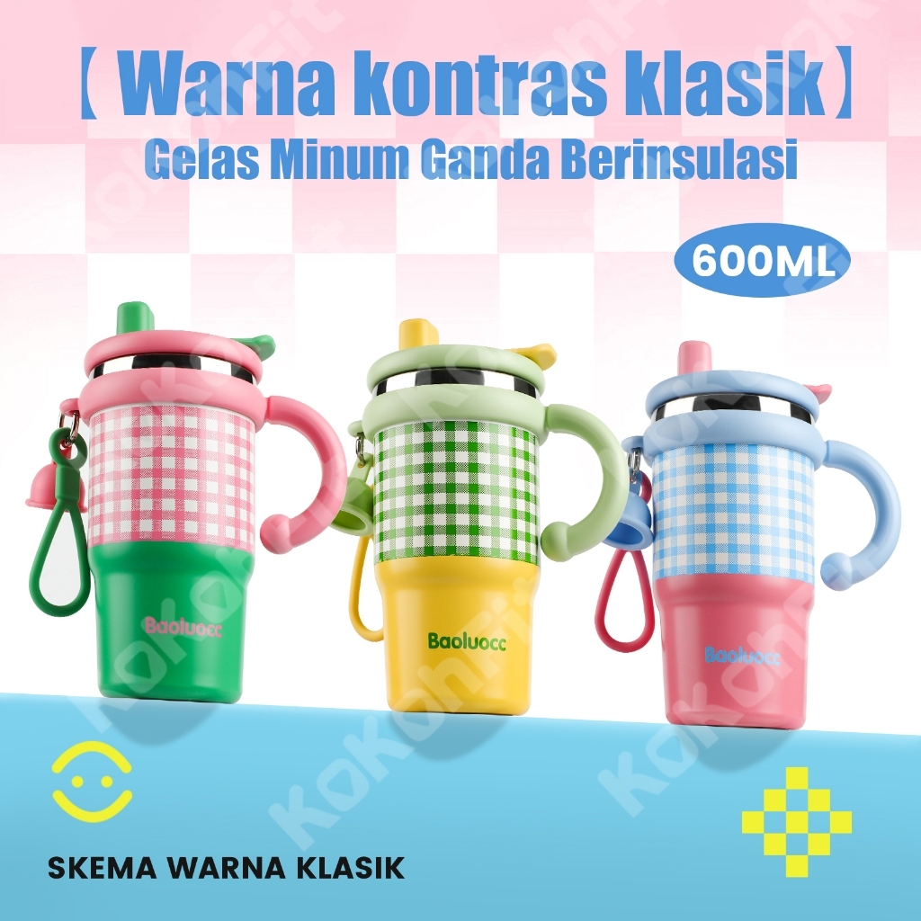 Jual tumbler Stainless Vacuum 600ml Portable Thermos Botol minum besar ...