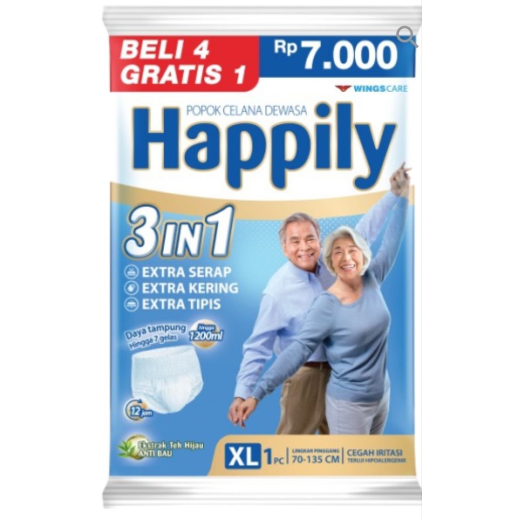 Jual Happily Popok Pampers Celana Dewasa Kemasan Renceng isi 4 sachet ...