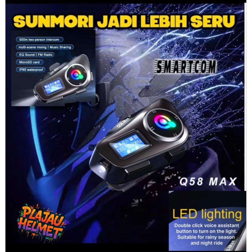 Jual Intercom Q58max Helm Bluetooth Headset Helmet Motorcycle with LCD ...