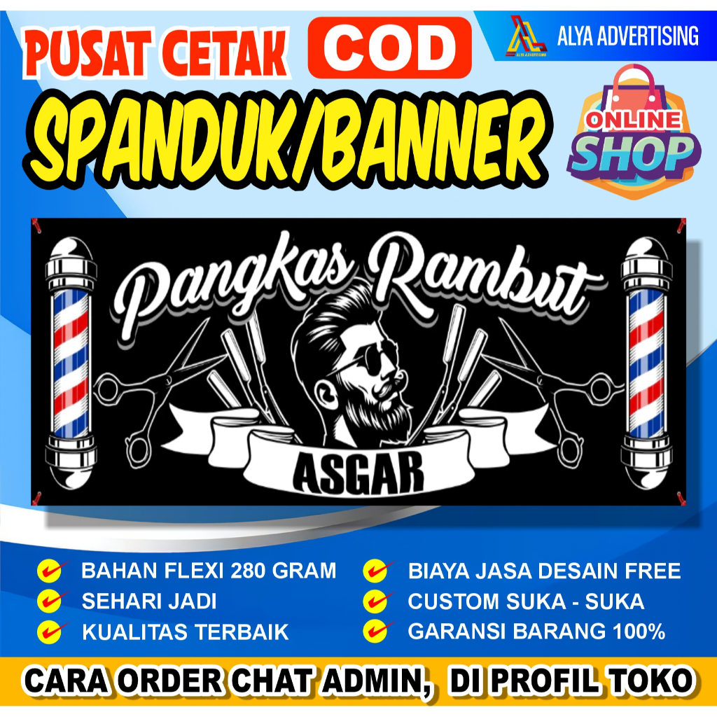 Jual BANNER PANGKAS RAMBUT TERLARIS BARBERSHOP BEBAS CUSTOM SUKA - SUKA ...
