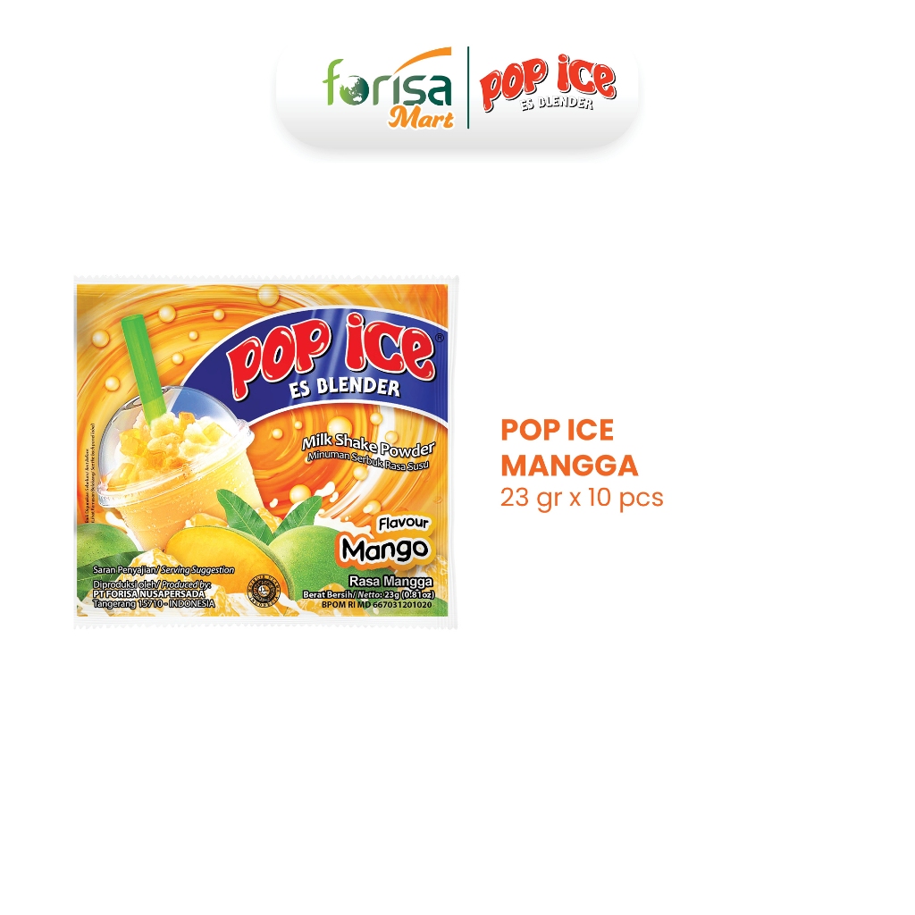 Jual Pop Ice Milk Shake Powder Rasa Mangga | Renceng - 25gr x 10 Sachet ...