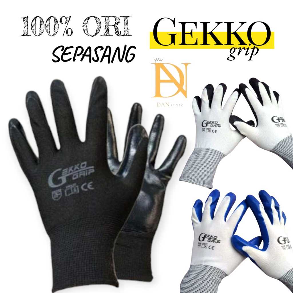 Jual Sarung Tangan Kerja Safety Gekko Grip 100% ORI PREMIUM TERMURAH ...