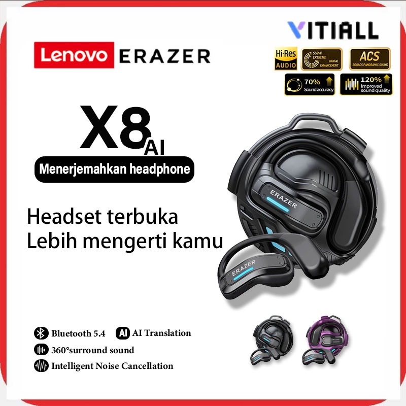 Jual Lenovo ERAZER X8 Earphone Bluetooth Nirkabel Gaming Earbud Terbuka ...