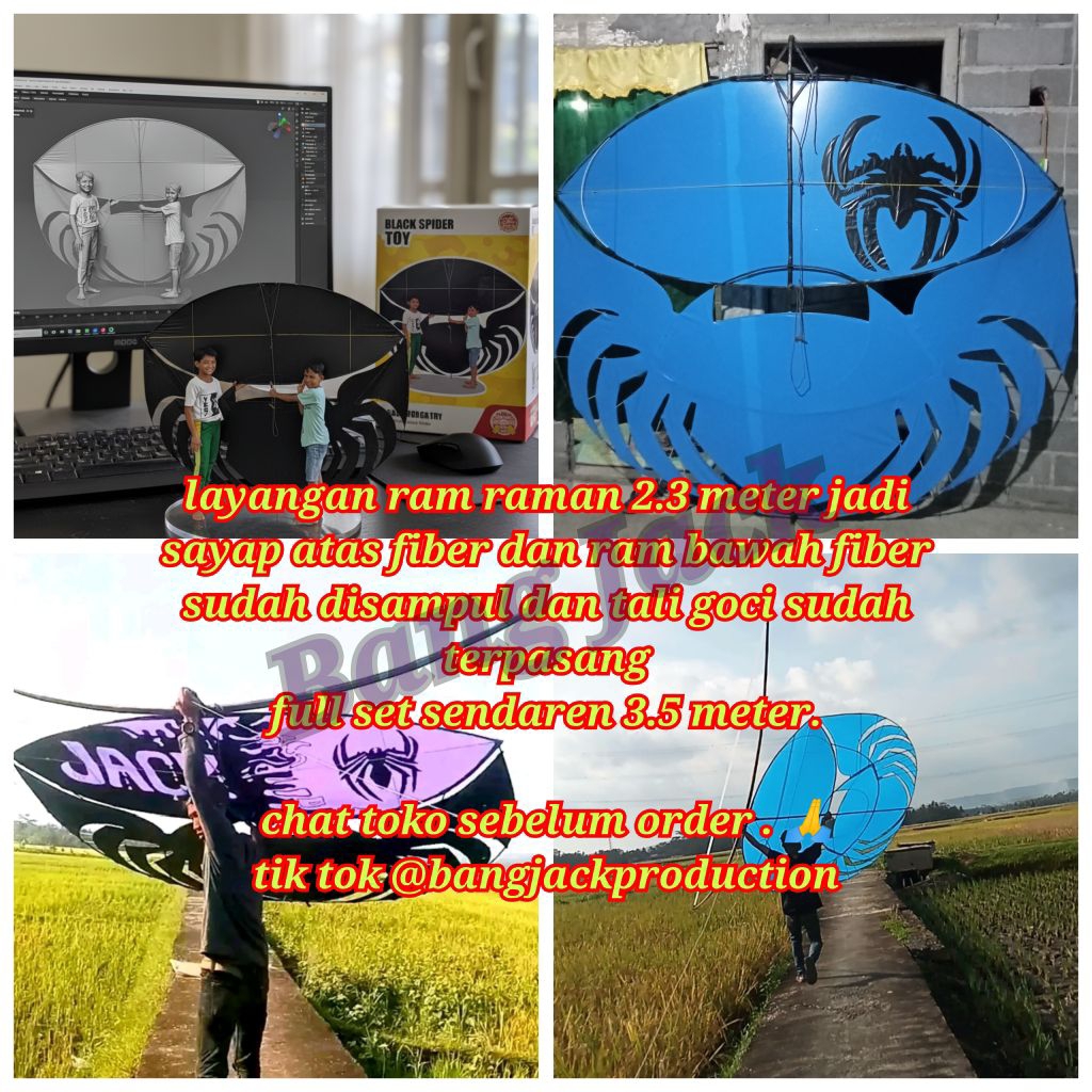 Jual layangan sayap fiber 2,25 & 2,5 meter - layangan ram raman - sudah ...