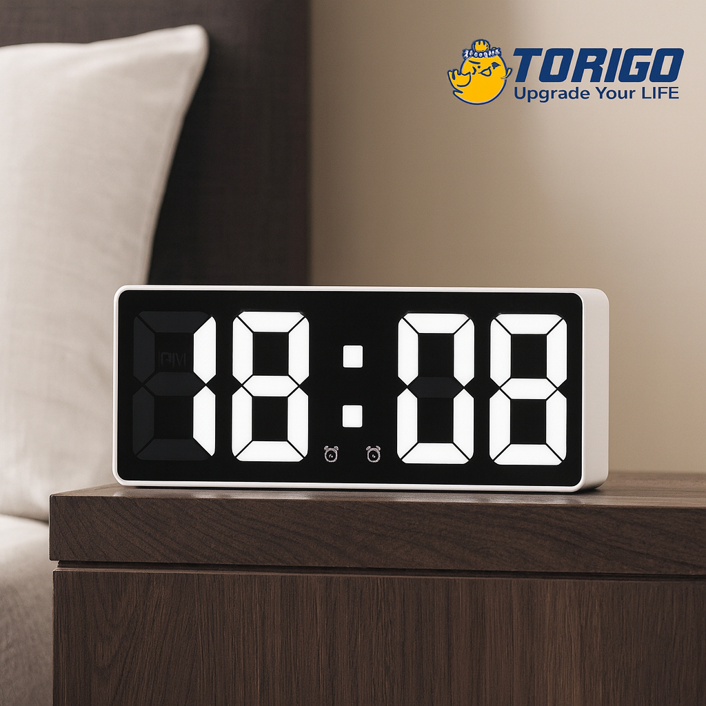 Jual TORIGO Jam Digital LED Meja Dinding Alarm Modern Minimalis 15CM ...