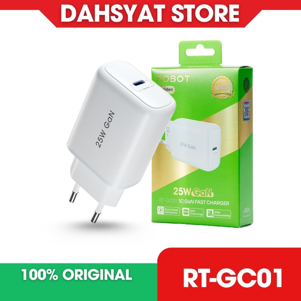 Jual Robot RT-GC01 25W GaN 1C Gan Fast Charger Original | Shopee Indonesia