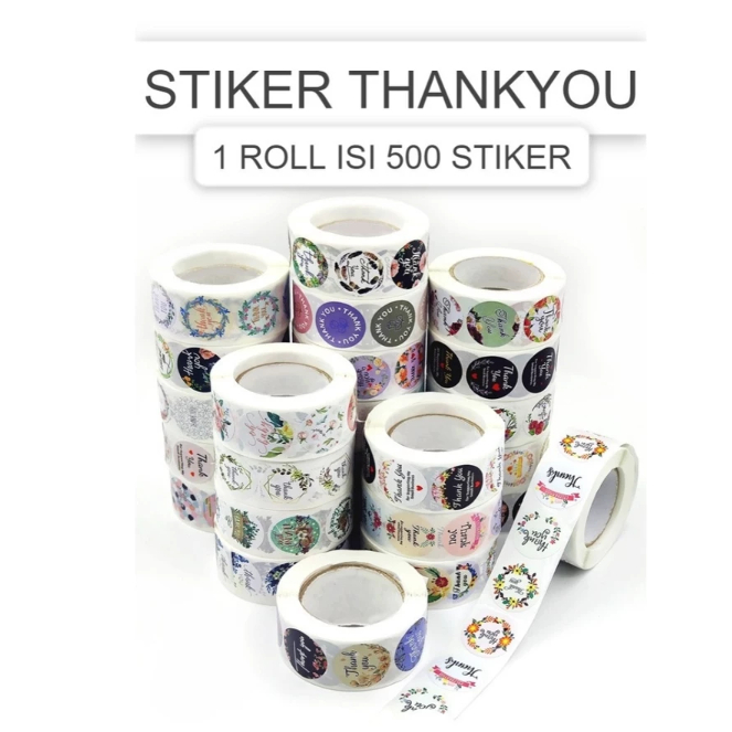 Jual STIKER THANKYOU/STIKER TERIMA KASIH ROLL ISI 500 PCS SEUKURAN UANG ...