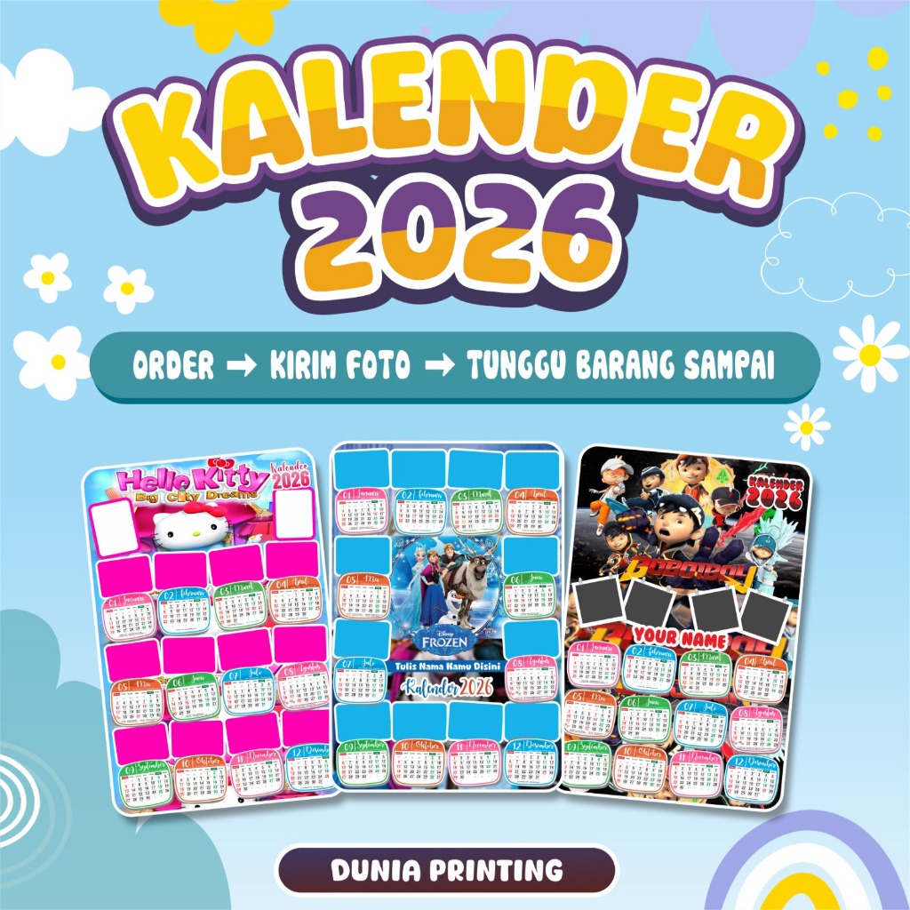 Jual [ DUNIA PRINTING ] KALENDER 2026 Custom BEBAS PILIH TEMA, A3 ...