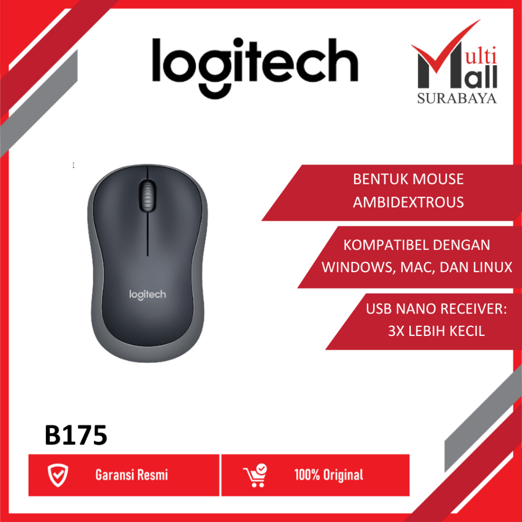 Jual Logitech B175 Mouse Wireless untuk Windows, Mac, Linux dan ...