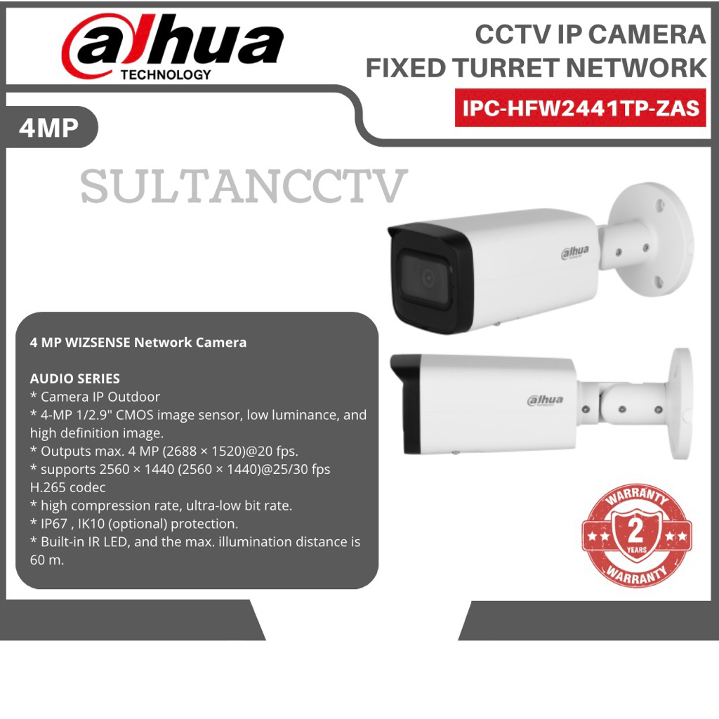 Jual DAHUA DH-IPC-HFW2441TP-ZAS DAHUA IP CAMERA Outdoor CCTV 4MP ...