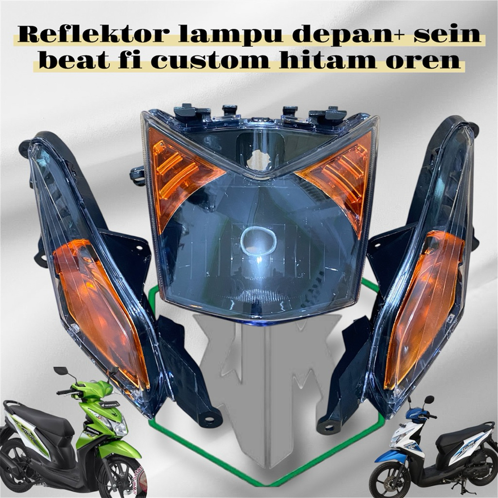 Jual REFLEKTOR LAMPU DEPAN DAN SEIN BEAT FI K25 2012 - 2016 HITAM OREN ...