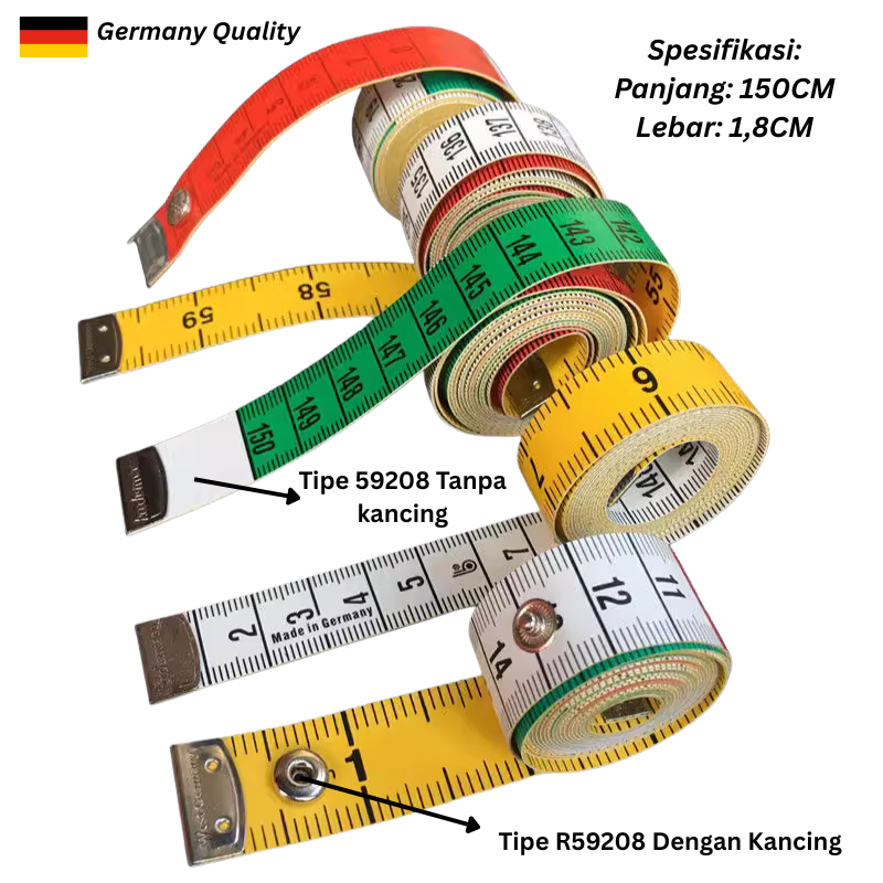 Jual Meteran Bahan German Quality Measure Tape 150CM 59208/R 59208/ ...