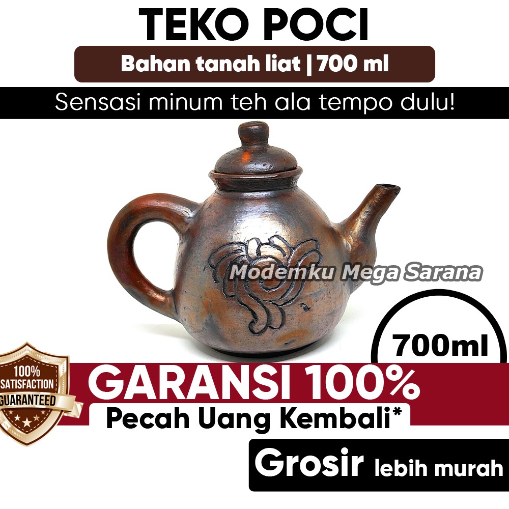 Jual Teko Teh Poci Tanah Liat Klaten 700 ml - Gerabah Tradisional Aroma ...