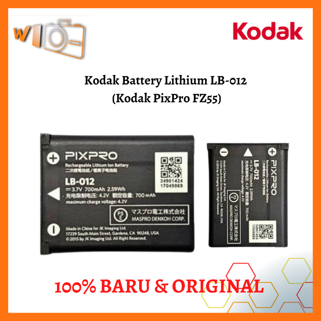 Jual Kodak Battery Lithium LB-012 (Kodak PixPro FZ55) Battery kodak FZ55 Original | Shopee Indonesia