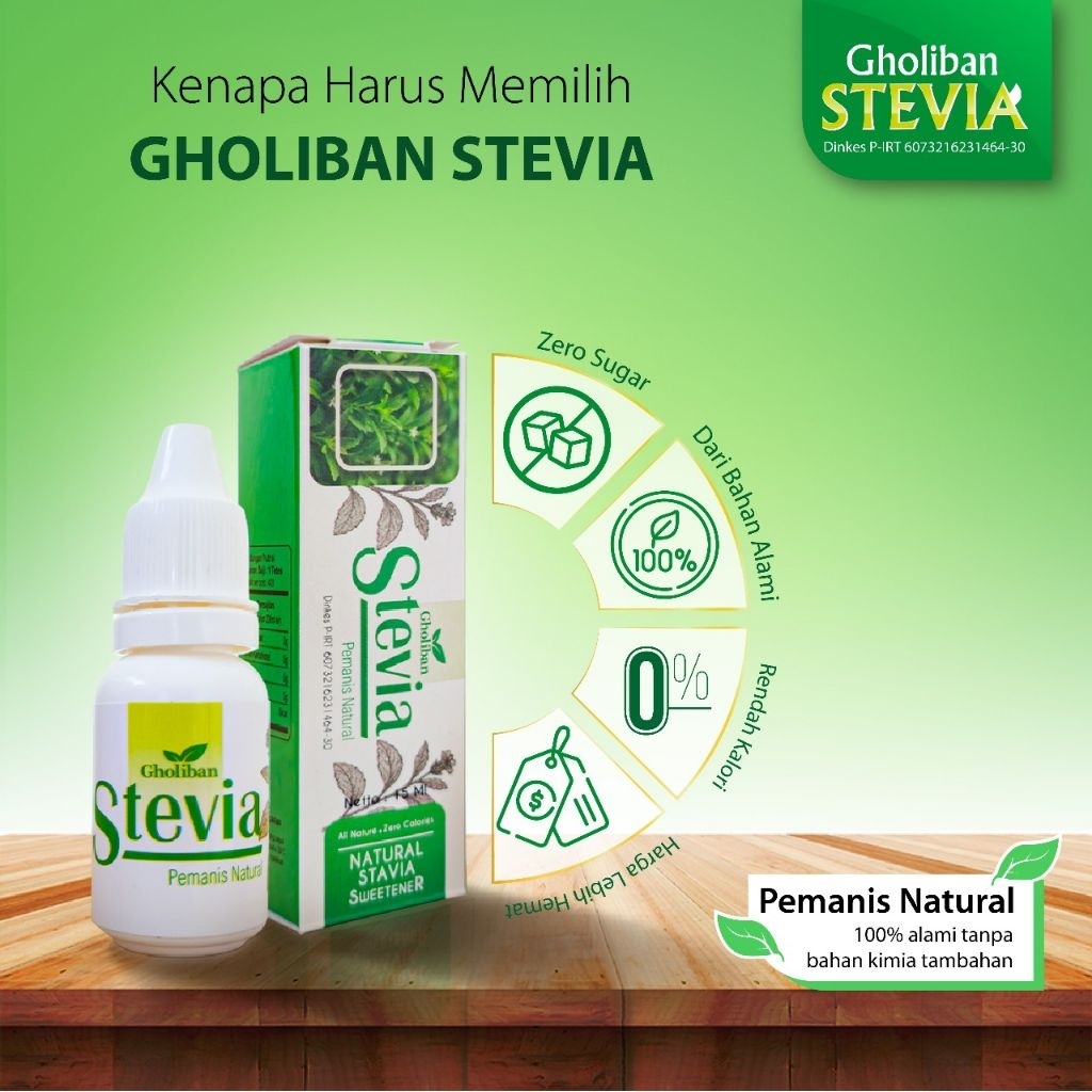 Jual Pemanis Alami STEVIA GHOLIBAN 15ml Stevia Tetes Rendah Kalori ...