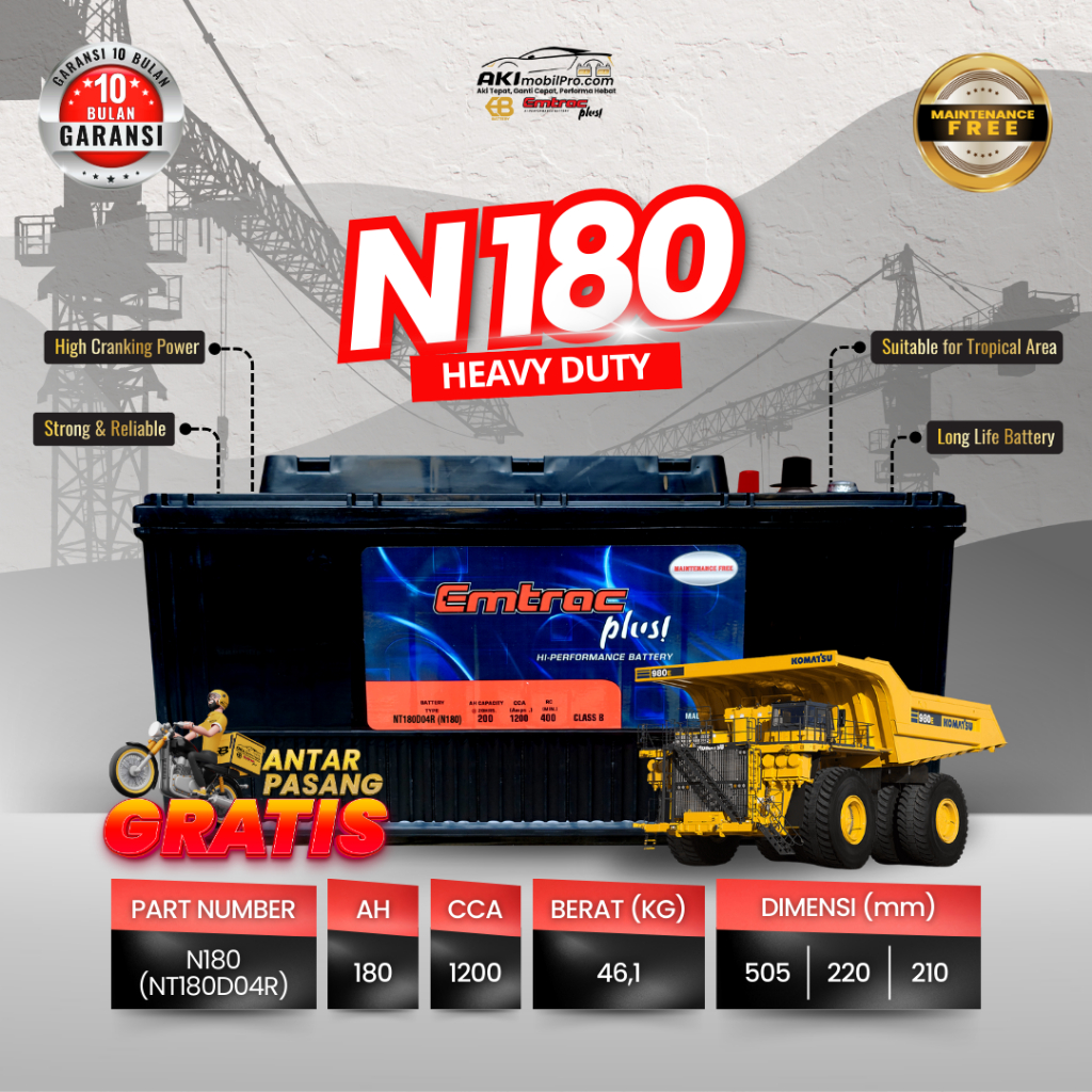 Jual Aki Mobil Alat Berat Komatsu | Excavator | Dozer | Grader | EMTRAC ...