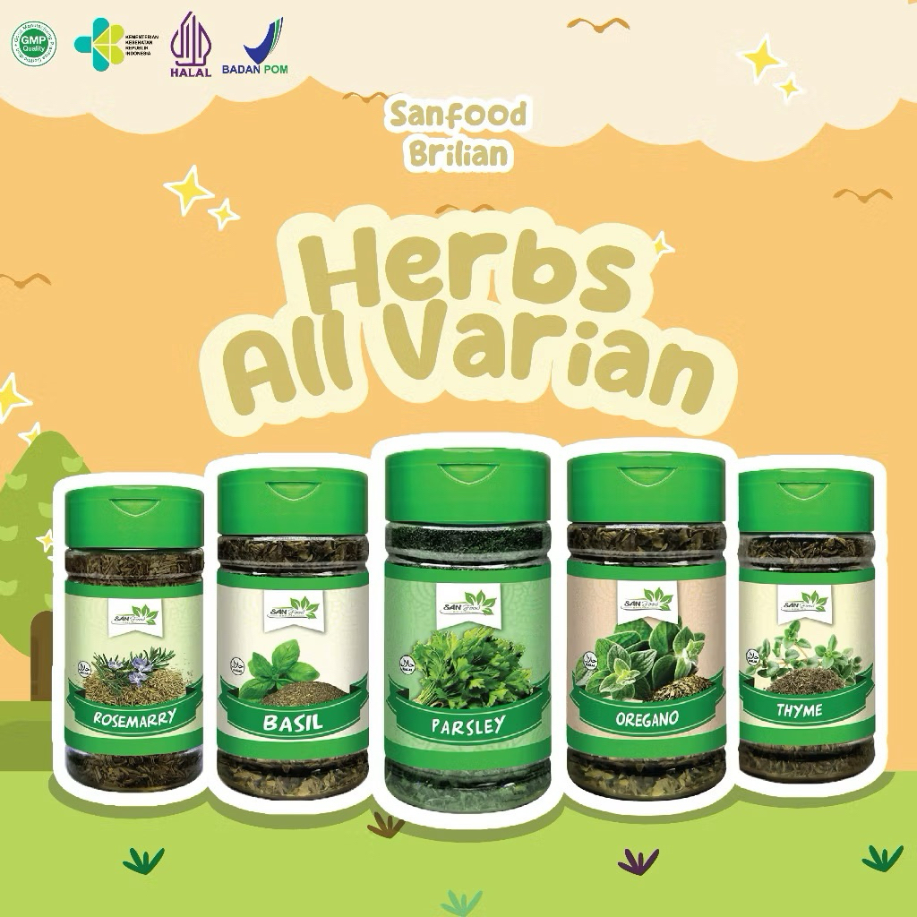 Jual Sanfood All Varian Basil, Parsley, Oregano, Thyme, Rosemary Botol ...