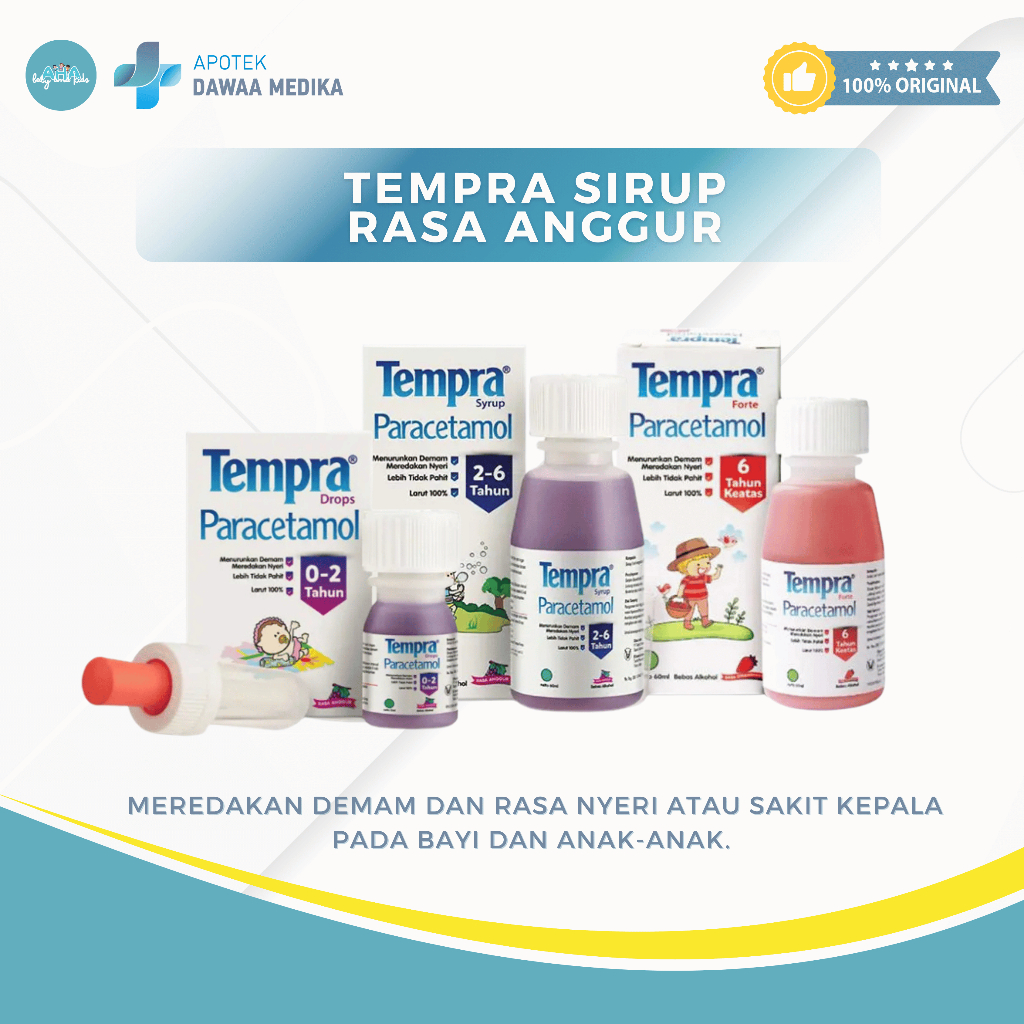 Jual Tempra Paracetamol Drop 0-2 Tahun/Tempra Sirup 60 ml/Tempra Forte ...