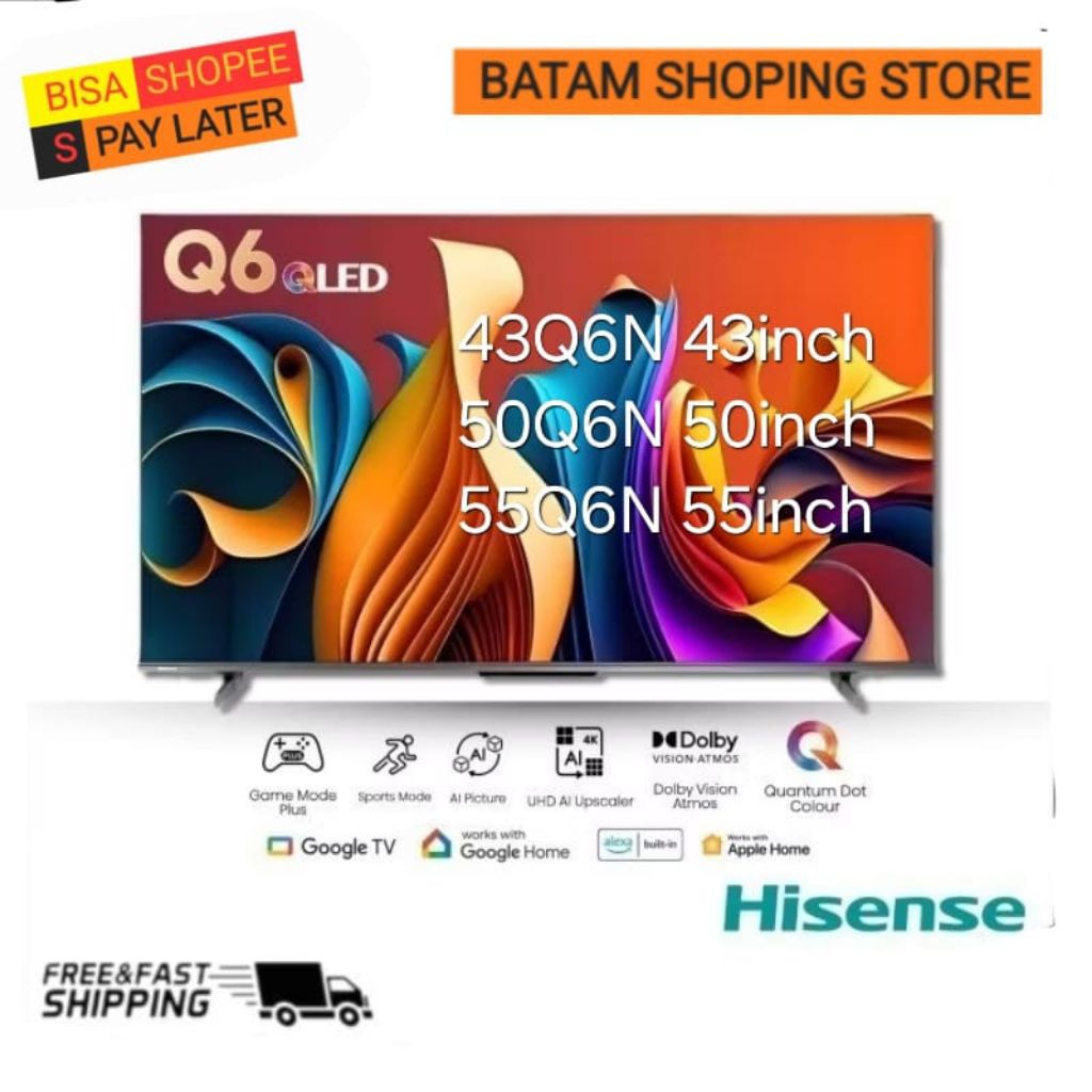 Jual TV HISENSE Q6N LAYAR QLED TV SMART ANDROID TV [ 43 50 55 INCH ...