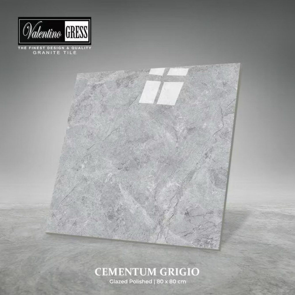 Jual Granit 80x80 Valentino Gress Cementum Grigio | Glazed Polished ...