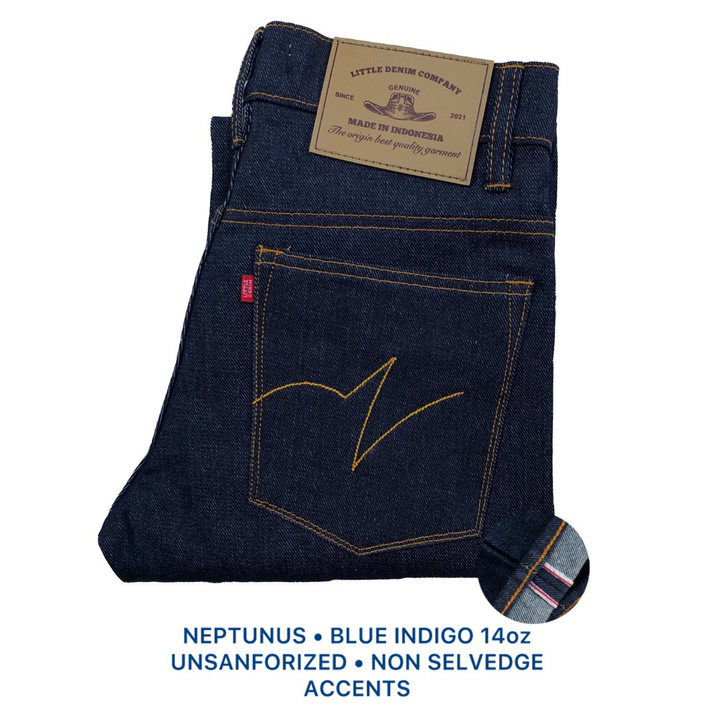 Jual Little Denim - Neptunus Raw Blue Indigo 14oz Accents Non Selvedge ...
