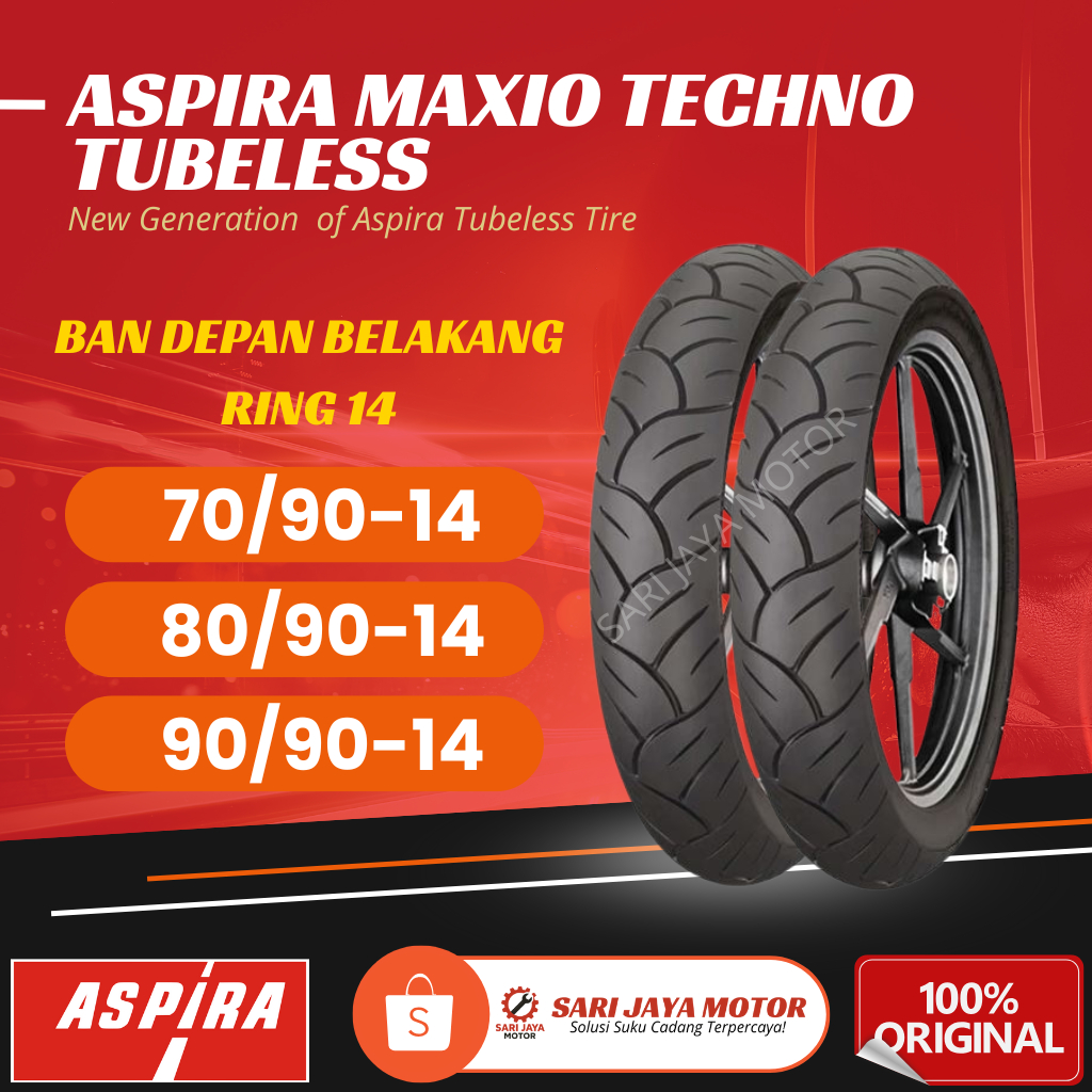 Jual Ban Motor Aspira Maxio Techno Tubeless Ring 14 70/90-14 80/90-14 ...