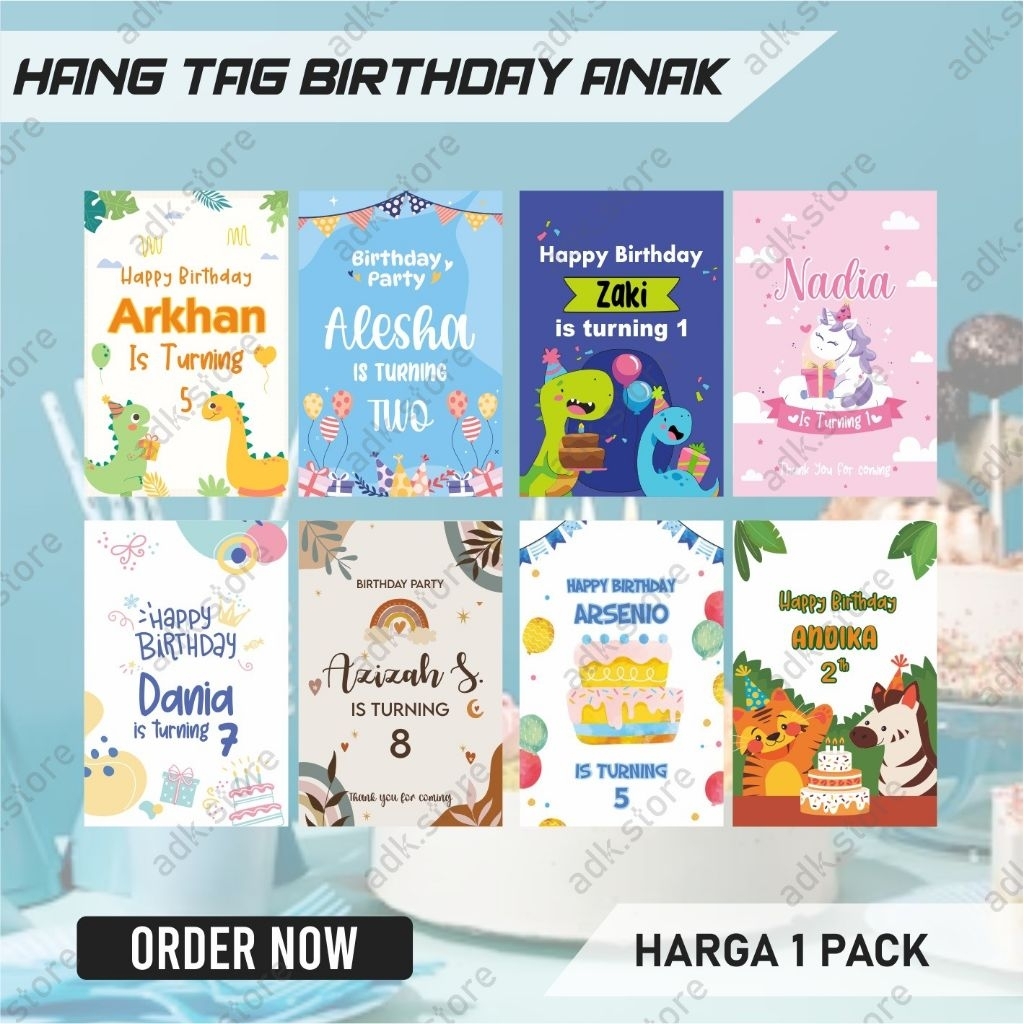 Jual [1 PACK] KARTU HANG TAG SOUVENIR ULANG TAHUN ANAK | HANG TAG ...