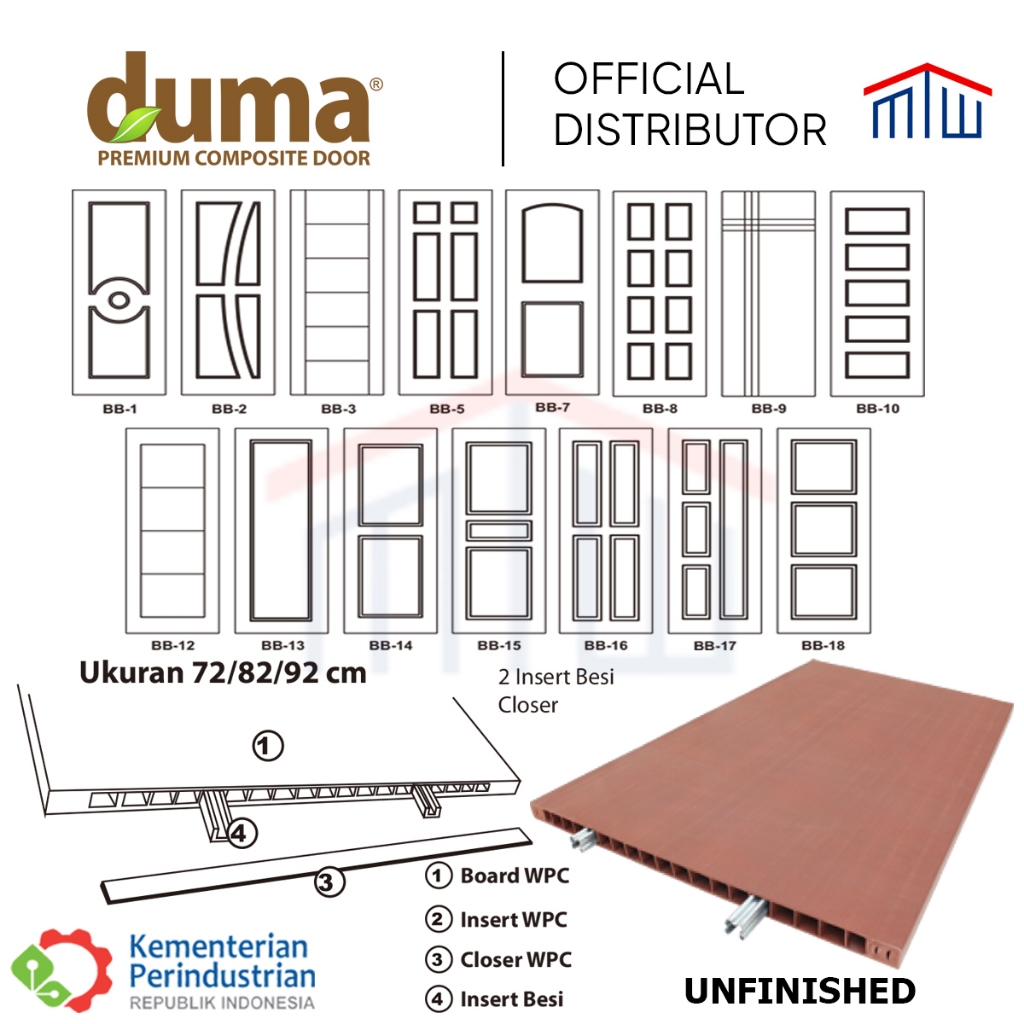 Jual Premium Wood Plastic Composite (WPC) Door Pintu DUMA Custom Ukuran ...