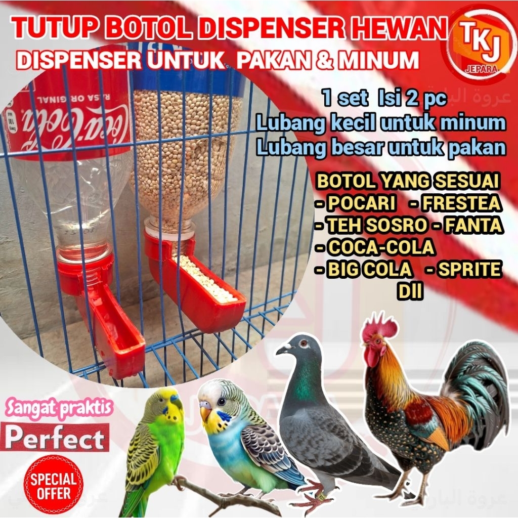 Jual Tutup botol dispenser OTOMATIS 1 set 2 pc cepuk pakan dispenser ...