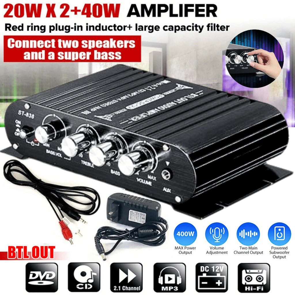 Jual LVPIN Ampli + Adaptor Dan Kabel Audio Amplifier Mobil Rumahan Mini ...