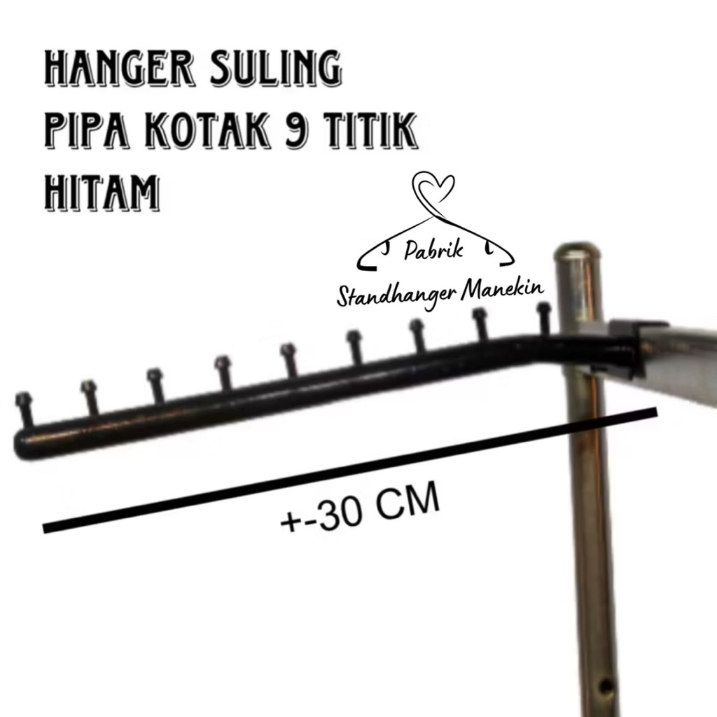 Jual Hanger Suling Pipa Kotak 9 Titik HITAM // Gantungan Suling Baju ...