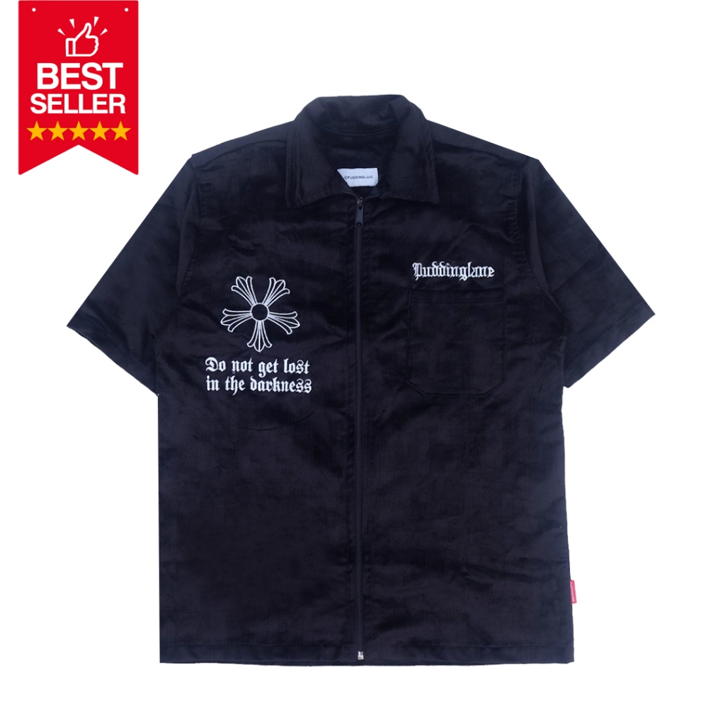 Jual Puddinglane Kemeja Pendek Cowok Work Shirt Corduroy Zipper Darla ...