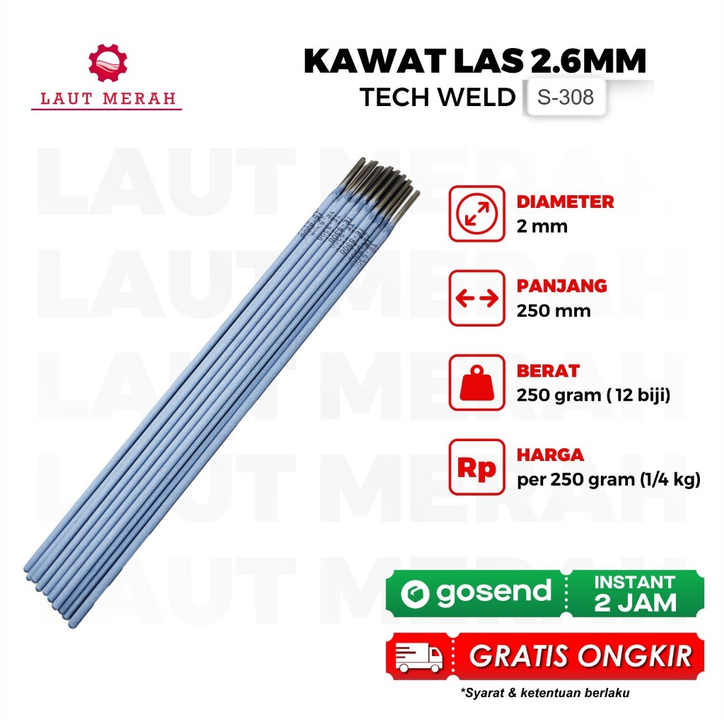 Jual Kawat Las Stainless Steel 2.6 mm x 300mm TECHWELD Kawat Las ...