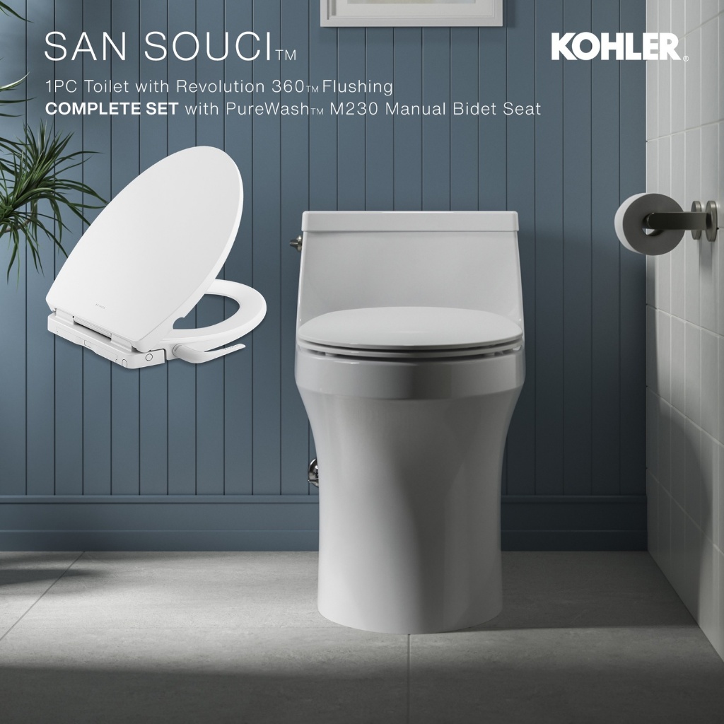 Jual (Complete Set) KOHLER San Souci Skirted 1PC Soft Close Seat Kloset ...