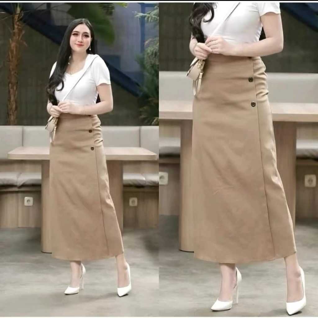 Jual Luna Skrit Rok Span Kerja Wanita Panjang Semi A-Line | Shopee ...