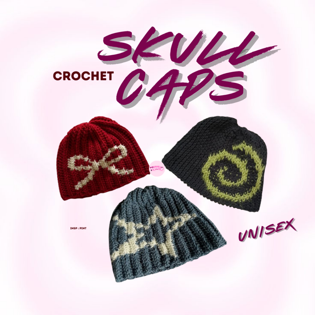 Jual [PO] Beanie Skull Cap | Topi Rajut Unisex Handmade | Crochet Skull ...