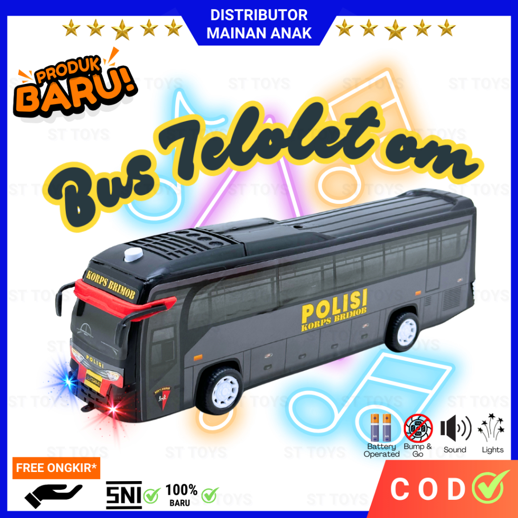 Jual Mainan Miniatur Bus Telolet Om Polisi Anak | Shopee Indonesia