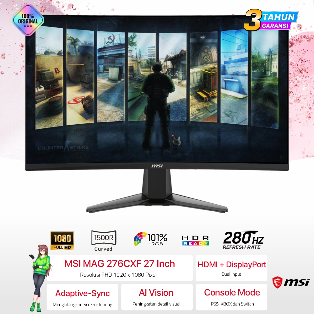 Jual Monitor MSI MAG 276CXF 27" 280Hz Full HD Curved 0.5ms 101% sRGB ...